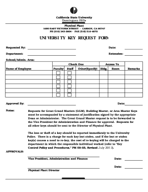 Fillable Online KEY REQUEST FORM - csudhedu Fax Email Print - pdfFiller