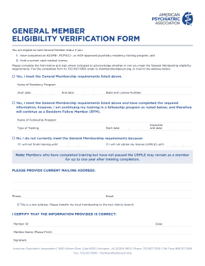 Fillable Online GENERAL MEMBER ELIGIBILITY VERIFICATION FORM Fax Email ...