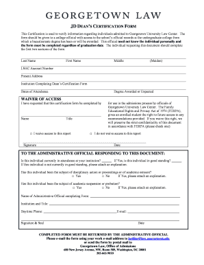 Fillable Online JD Deans Cert Form Fax Email Print - pdfFiller