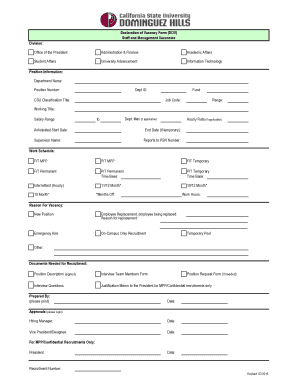 Fillable Online Declaration of Vacancy Form DOV Staff and Management ...