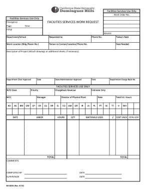 Fillable Online Emergency FACILITIES SERVICES WORK REQUEST Department ...