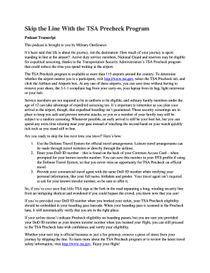 Fillable Online Skip the Line With the TSA Precheck Program Fax Email ...