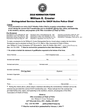 Fillable Online oacp 2016 NOMINATION FORM William E Fax Email Print ...
