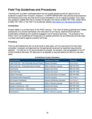Fillable Online Field Trip Guidelines and Procedures Fax Email Print ...