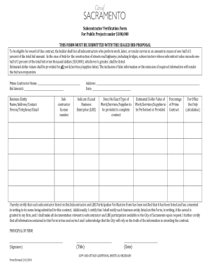 Subcontractor Verification Form - Fill Online, Printable, Fillable ...