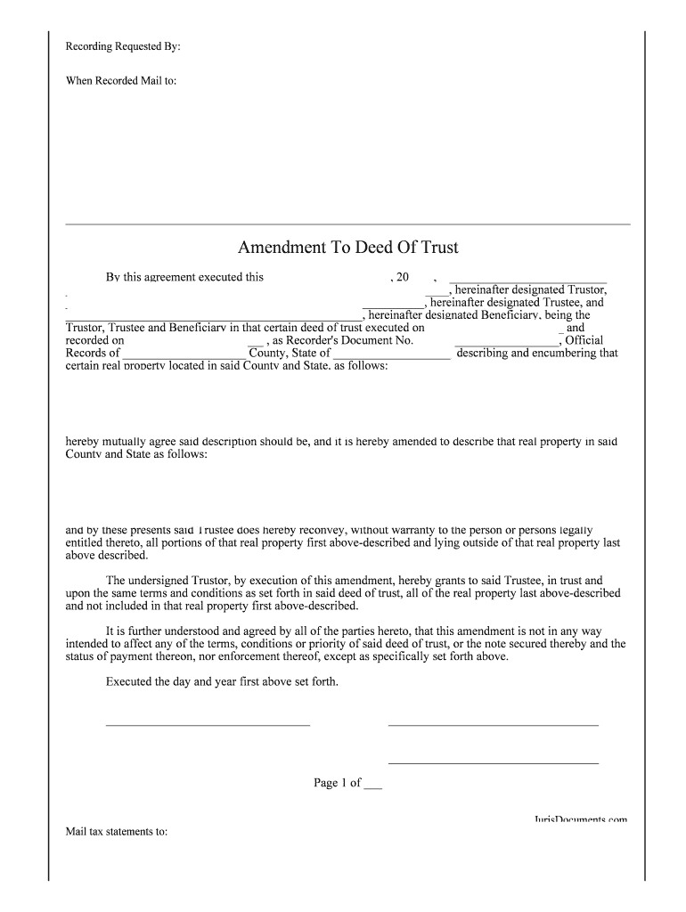 Fillable Online Amendment To Deed Of Trust - JurisDocuments Fax Email ...