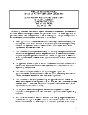 Fillable Online RIGHT OF WAY CONSTRUCTION GUIDELINES Fax Email Print ...