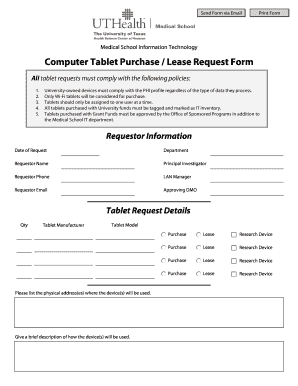 Fillable Online Computer Tablet Purchase Lease Request Form Fax Email ...