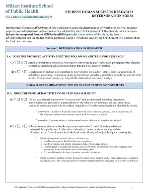 Fillable Online STUDENT HUMAN SUBJECTS RESEARCH DETERMINATION FORM Fax ...