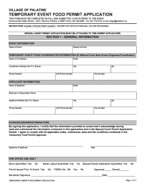 Fillable Online TEMPORARY EVENT FOOD PERMIT APPLICATION Fax Email Print ...