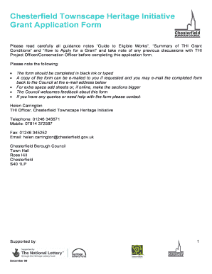 Fillable Online Chesterfield Townscape Heritage Initiative Grant Application Form Fax Email ...
