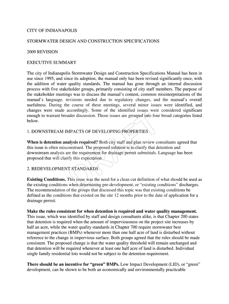 Fillable Online STORMWATER DESIGN AND CONSTRUCTION SPECIFICATIONS Fax ...