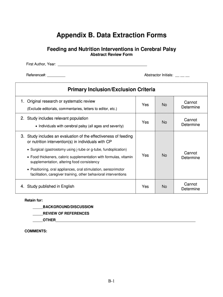 Fillable Online Feeding and Nutrition Interventions in Cerebral Palsy ...
