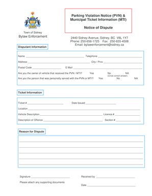 Fillable Online PVN & MTI Ticket Dispute Form.pdf Fax Email Print ...