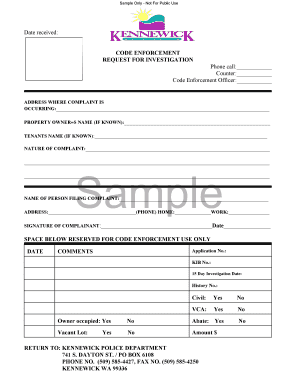 Fillable Online mrsc Code enforcement request for investigation form ...