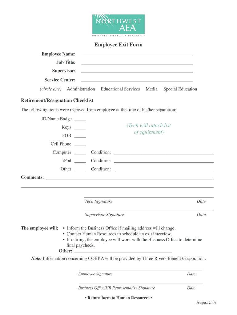 Fillable Online Employee Exit Form Fax Email Print - pdfFiller