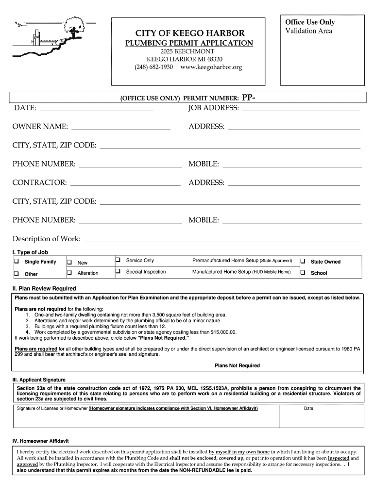 Plumbing Permit Application: Fill out & sign online | DocHub