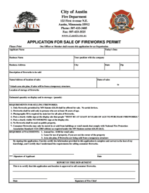 Fillable Online Fireworks Permit - City of Austin Fax Email Print ...