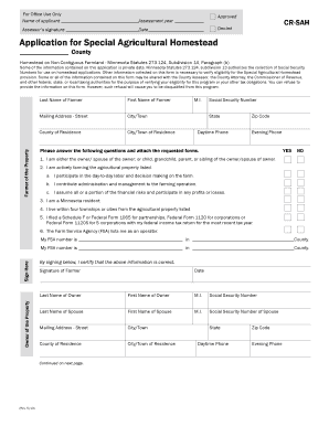 Fillable Online co todd mn Special Ag Homestead Application - Todd ...