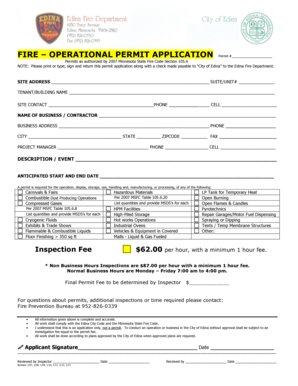 Fillable Online edinamn FIRE OPERATIONAL PERMIT bAPPLICATIONb Permit ...