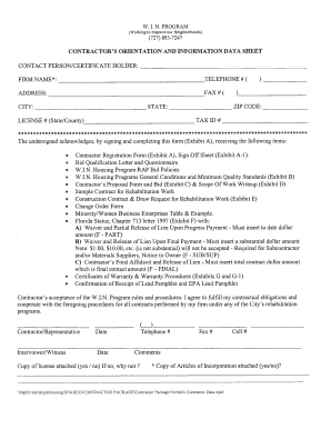 Fillable Online stpete contractor's orientation and information data ...