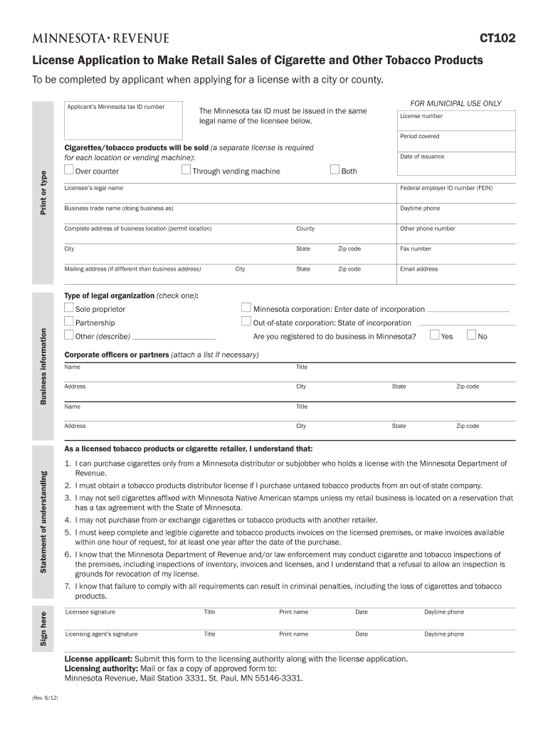Fillable Online License Application to Make Retail Sales of Cigarette ...