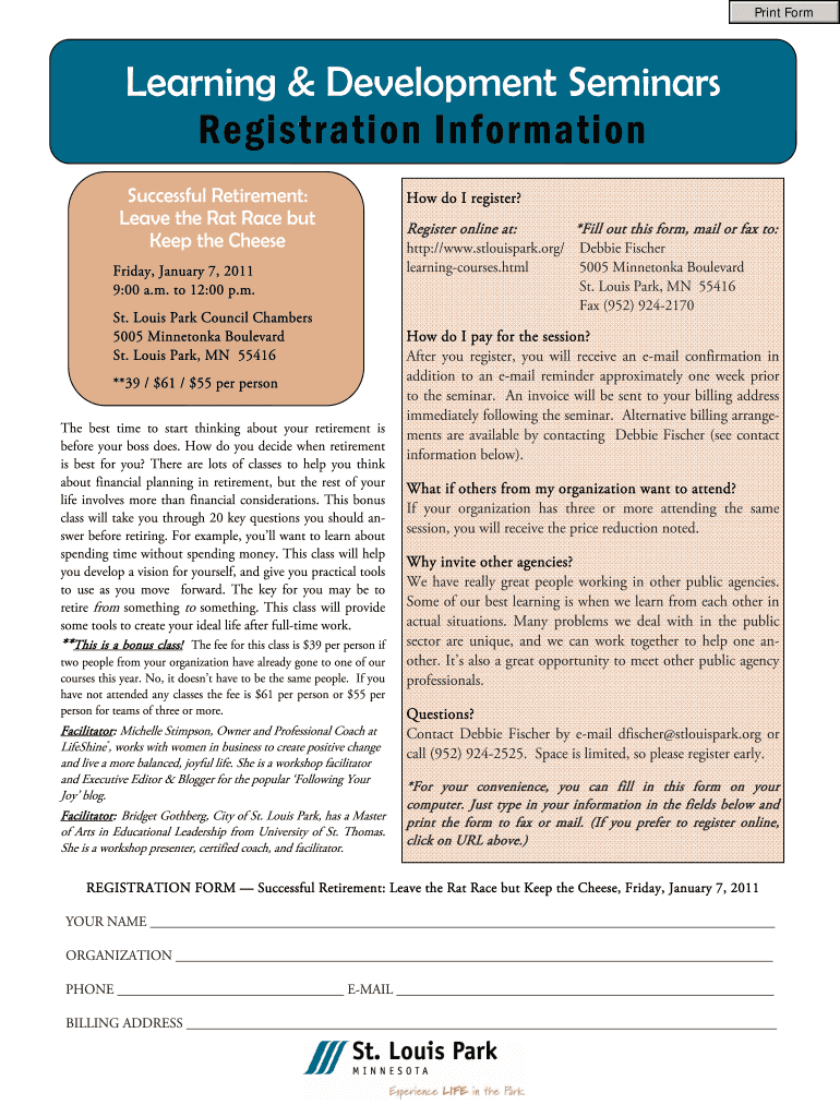 Learning and Development Seminars Registration: Fill out & sign online ...