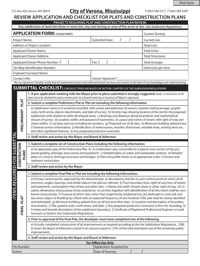 Review Application and Checklist FOR PLATS AND CONSTRUCTION PLANS: Fill ...
