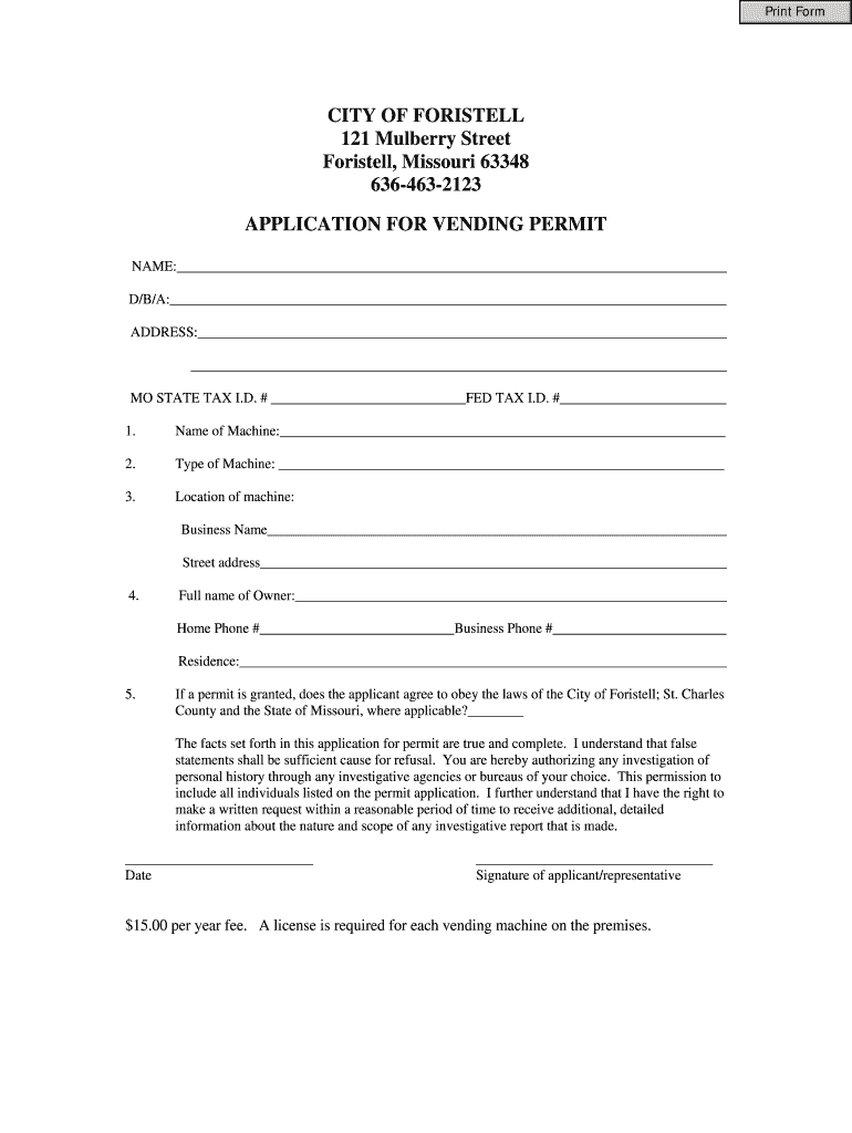 APPLICATION FOR VENDING PERMIT: Fill out & sign online | DocHub