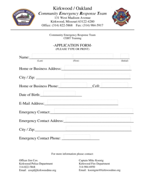 Fillable Online kirkwoodmo Kirkwood / Oakland Community Emergency ...