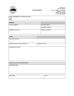 Fillable Online Loss Notice Form.doc. LB 840 Fax Email Print - pdfFiller