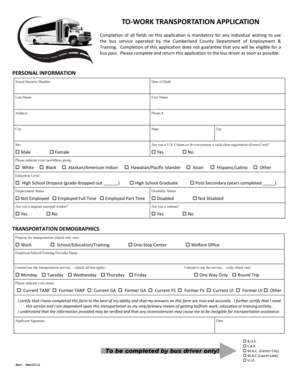 Fillable Online Transportation Application - Cumberland County, NJ Fax ...