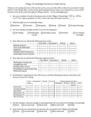 Fillable Online cambridgeny Village of Cambridge Downtown Visitor ...