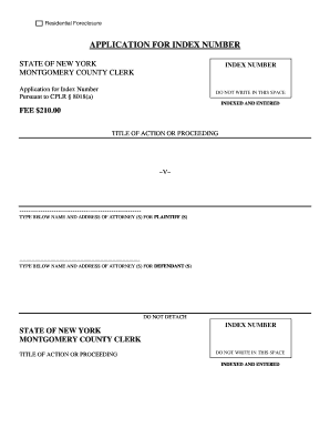 Fillable Online BAPPLICATIONb FOR INDEX NUMBER - Montgomery County New ...