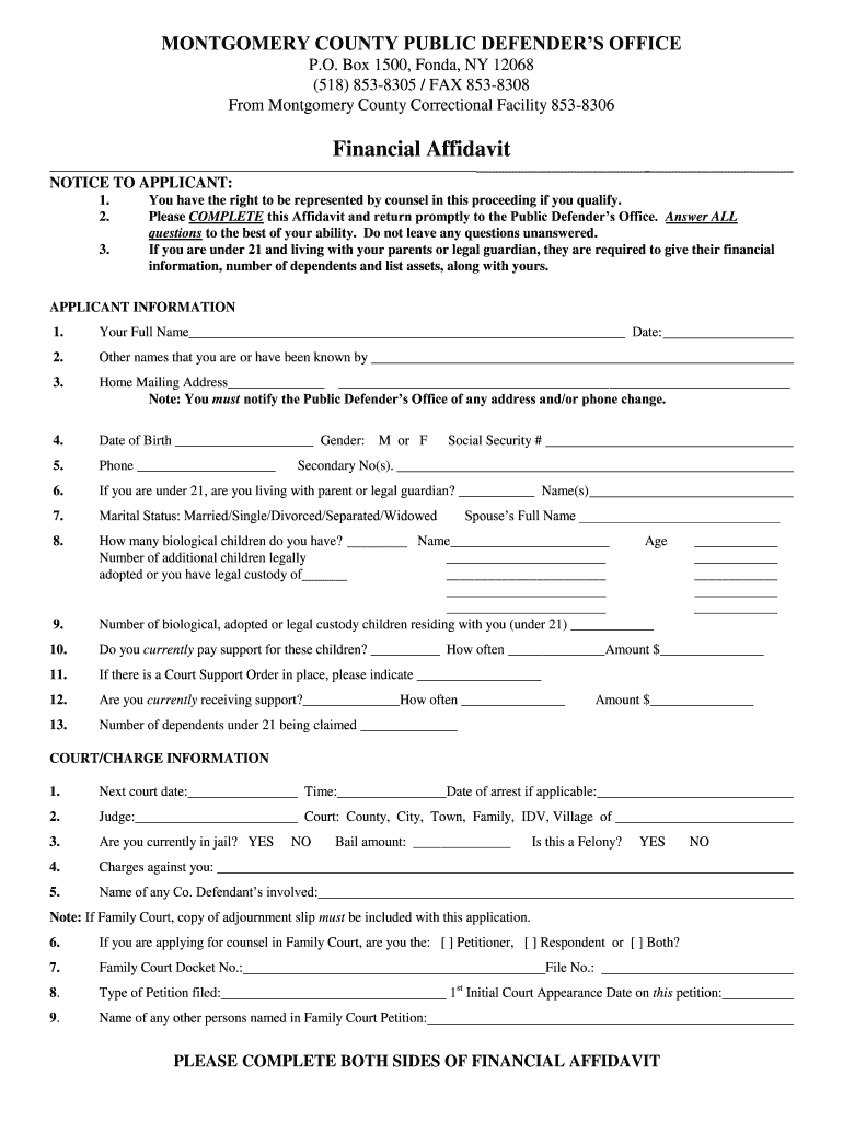 MD Financial Affidavit - Montgomery County Form - Fill Online ...