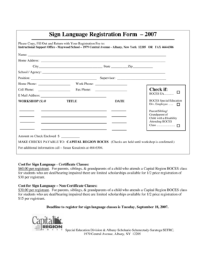 Fillable Online Sign Language Registration Form 2007 Fax Email Print ...
