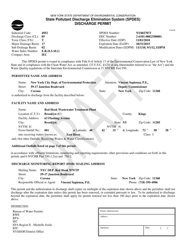 Fillable Online State Pollutant Discharge Elimination System (SPDES ...