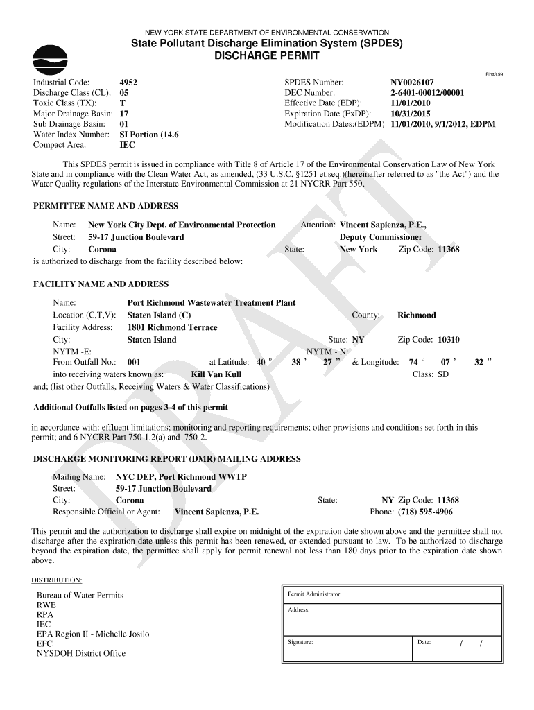 State Pollutant Discharge Elimination System (SPDES) Discharge Permit ...