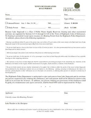 Boat Permit Town Of Highlands NC Boat Permit Town Of Highlands NC ...