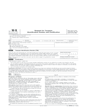 Form W-9 Request for Taxpayer Identification Number and Certification ...