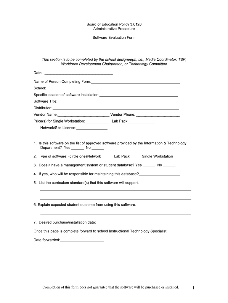 Fillable Online Software Evaluation Form Fax Email Print - pdfFiller
