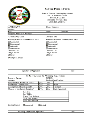Fillable Online Zoning Permit Form - Town of Zebulon Fax Email Print ...