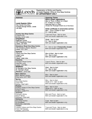 Fillable Online leeds gov at Leeds Register Office & One Stop Centres ...