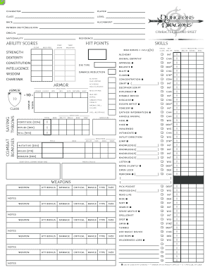 Fillable Online oocities 3e Character Sheet 1.0 Form Version - Dungeons ...