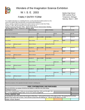 Fillable Online oocities W.I.S.E. 2003 Family Entry Form - OoCities ...