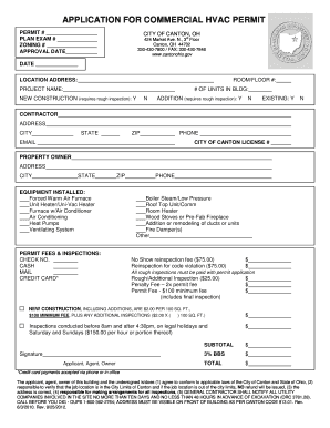 Fillable Online cantonohio Application for commercial hvac permit - The ...