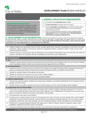 Fillable Online DEVELOPMENT PLAN REVIEW CHECKLIST - City of Dublin Fax ...