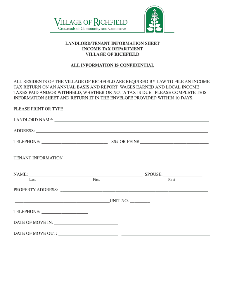 LANDLORD TENANT INFORMATION SHEET: Fill out & sign online | DocHub