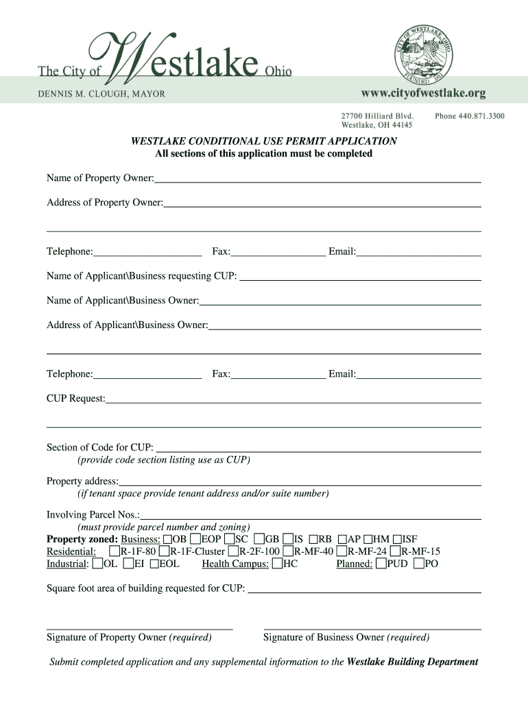 WESTLAKE CONDITIONAL USE PERMIT APPLICATION: Fill out & sign online | DocHub