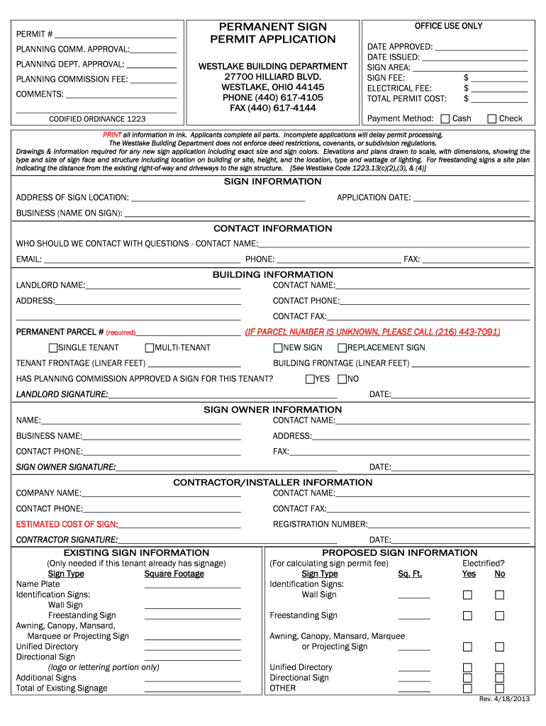 Permanent Sign Permit Application: Fill out & sign online | DocHub